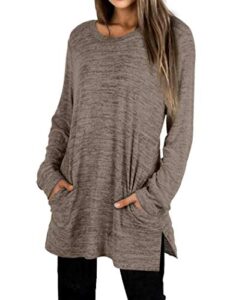 womens sweatshirts loose fitting tops fall fashion long sleeve tunic pocket coffee xl