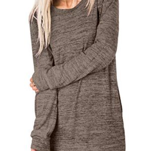 Womens Sweatshirts Loose Fitting Tops Fall Fashion Long Sleeve Tunic Pocket Coffee XL