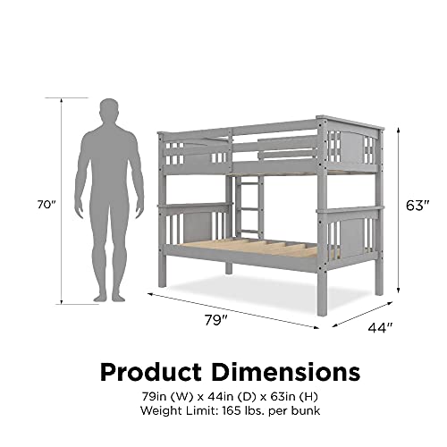 DHP Dorel Living Dylan Twin Wood Bed for Kids, Gray Bunk