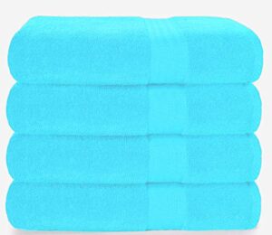 glamburg premium cotton 4 pack bath towel set - 100% pure cotton - 4 bath towels 27x54 - ideal for everyday use - ultra soft & highly absorbent - turquoise blue