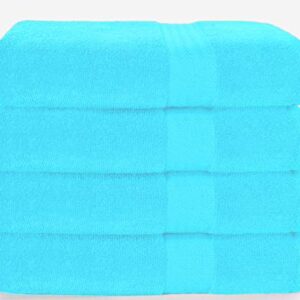 GLAMBURG Premium Cotton 4 Pack Bath Towel Set - 100% Pure Cotton - 4 Bath Towels 27x54 - Ideal for Everyday use - Ultra Soft & Highly Absorbent - Turquoise Blue