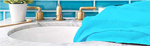 GLAMBURG Premium Cotton 4 Pack Bath Towel Set - 100% Pure Cotton - 4 Bath Towels 27x54 - Ideal for Everyday use - Ultra Soft & Highly Absorbent - Turquoise Blue