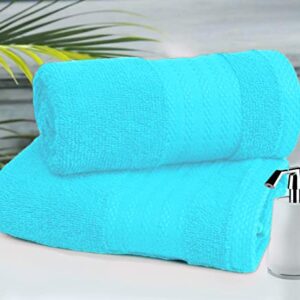 GLAMBURG Premium Cotton 4 Pack Bath Towel Set - 100% Pure Cotton - 4 Bath Towels 27x54 - Ideal for Everyday use - Ultra Soft & Highly Absorbent - Turquoise Blue