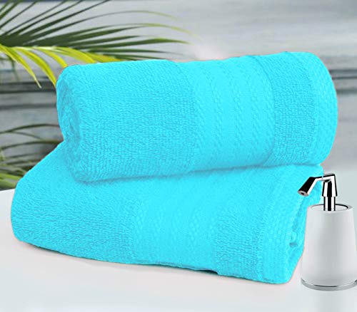 GLAMBURG Premium Cotton 4 Pack Bath Towel Set - 100% Pure Cotton - 4 Bath Towels 27x54 - Ideal for Everyday use - Ultra Soft & Highly Absorbent - Turquoise Blue