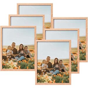 atobart 8x10 set of 6 oak wood picture frame solid wooden photo frame natural wood color frames with real glass for wall mounting or tabletop living room bedroom home decor