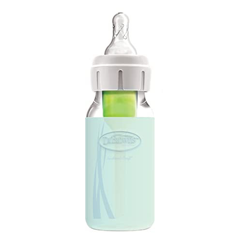 Dr. Brown’s Natural Flow Options+ Glass Baby Bottle Sleeves, 100% Silicone, 4 oz, Narrow, Mint