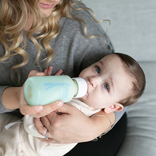 Dr. Brown’s Natural Flow Options+ Glass Baby Bottle Sleeves, 100% Silicone, 4 oz, Narrow, Mint