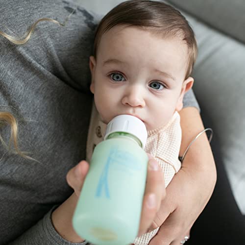 Dr. Brown’s Natural Flow Options+ Glass Baby Bottle Sleeves, 100% Silicone, 4 oz, Narrow, Mint