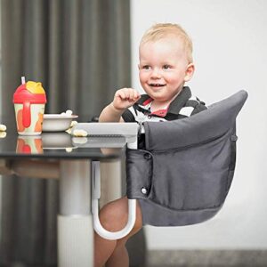 Foho Hook On Chair, Clip on Table High Load Design Fold Flat Storage Attachable High Chair with Storage Bag, Safe Fast Table Chair for Babies and Toddlers (Grey)