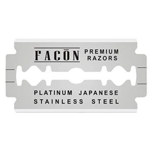 50 facón platinum japanese stainless steel double edge razor blades for safety razor - close smooth shaving experience - 200+ shaves