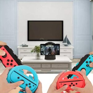 Switch Accessories - Family Bundle Accessories for Nintendo Switch, Carry Case& Screen Protector,4 Pack Joy Con Grips and Steering Wheels, Case Cover,Stand Mount,Joy Con Charger and More.