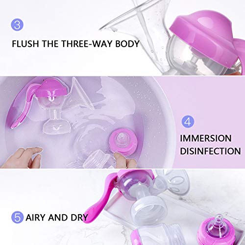 Elfzone Manual Breast Pump, Adjustable Suction Silicone Hand Pump Breastfeeding, Small Portable Manual Breast Milk Catcher Baby Feeding Pumps & Accessories, Purple, Mothers Day Gifts