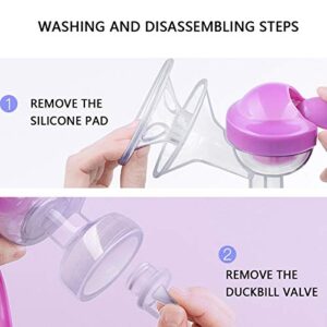 Elfzone Manual Breast Pump, Adjustable Suction Silicone Hand Pump Breastfeeding, Small Portable Manual Breast Milk Catcher Baby Feeding Pumps & Accessories, Purple, Mothers Day Gifts