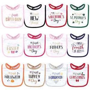 little treasure unisex baby cotton bibs, holiday fancy girl, one size