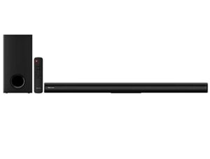 hisense hs218 2.1ch sound bar with wireless subwoofer, 200w, powered by dolby audio, roku tv ready, bluetooth, hdmi arc/optical/aux/usb, 3 eq modes