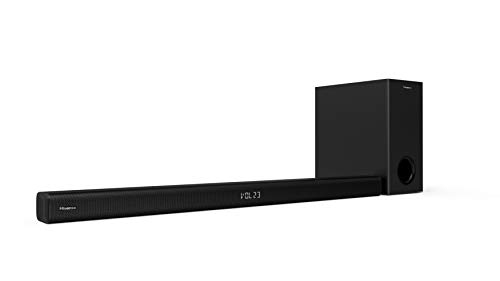 Hisense HS218 2.1ch Sound Bar with Wireless Subwoofer, 200W, Powered by Dolby Audio, Roku TV ready, Bluetooth, HDMI ARC/Optical/AUX/USB, 3 EQ Modes