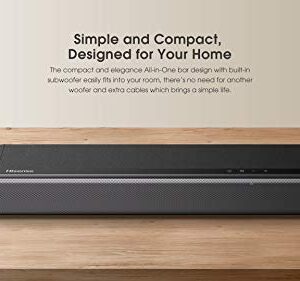 Hisense HS218 2.1ch Sound Bar with Wireless Subwoofer, 200W, Powered by Dolby Audio, Roku TV ready, Bluetooth, HDMI ARC/Optical/AUX/USB, 3 EQ Modes