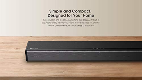 Hisense HS218 2.1ch Sound Bar with Wireless Subwoofer, 200W, Powered by Dolby Audio, Roku TV ready, Bluetooth, HDMI ARC/Optical/AUX/USB, 3 EQ Modes