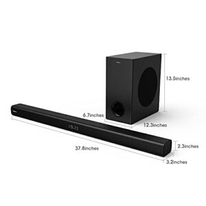 Hisense HS218 2.1ch Sound Bar with Wireless Subwoofer, 200W, Powered by Dolby Audio, Roku TV ready, Bluetooth, HDMI ARC/Optical/AUX/USB, 3 EQ Modes