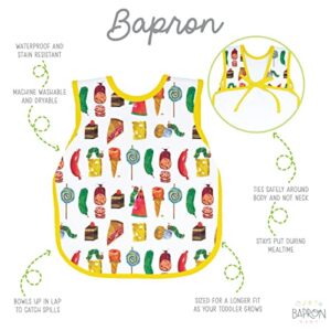 BapronBaby Eric Carle Food Parade Bapron - No Neck Tie Safer Bib for Baby & Toddler - Soft Waterproof Stain Resistant - Machine Washable - Sz Baby/Toddler 6m-3T