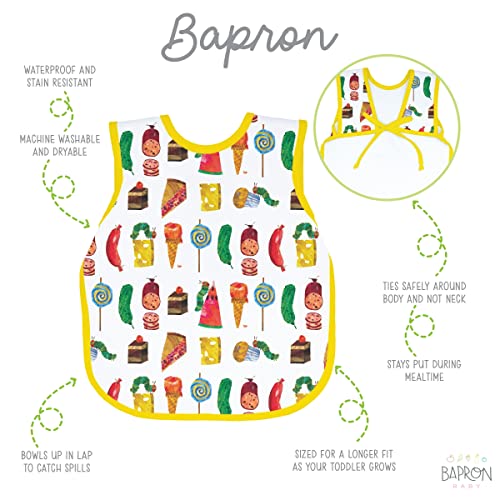 BapronBaby Eric Carle Food Parade Bapron - No Neck Tie Safer Bib for Baby & Toddler - Soft Waterproof Stain Resistant - Machine Washable - Sz Baby/Toddler 6m-3T