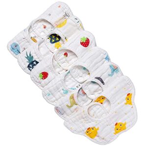 isrono 6pcs baby petal bibs 360-degree rotating multicolor 100% cotton soft and absorbent with 8 layers of gauze suitable for 0-2 years old boys and girls who are teething feeding and drooling