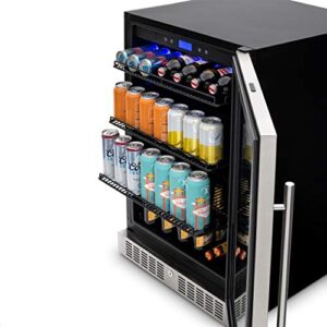 NewAir Large Beverage Refrigerator Cooler with 224 Can Capacity - Mini Bar Beer Fridge with LED Lights - Adjustable/Removable Shelves And Bottom Key Lock - Cools to 37F - Stainless Steel