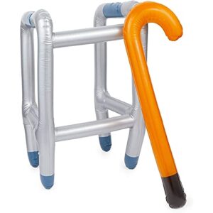 inflatable walker and cane, over the hill gag gift (2 pieces)