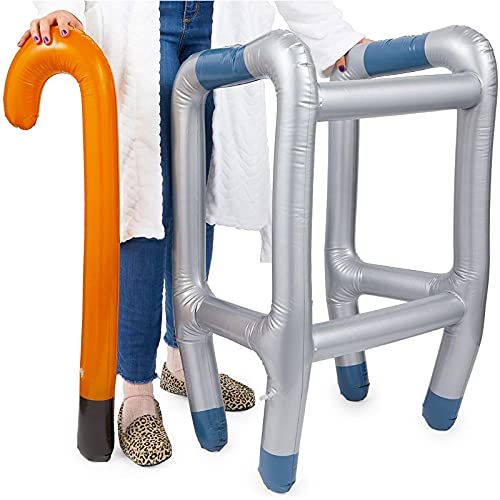 Inflatable Walker and Cane, Over The Hill Gag Gift (2 Pieces)