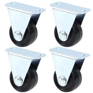 framendino, 4 pack 1 inch rubber caster single wheels heavy duty rigid non-swivel top plate fixed casters