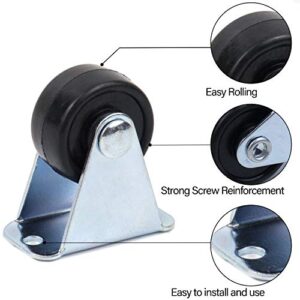 Framendino, 4 Pack 1 Inch Rubber Caster Single Wheels Heavy Duty Rigid Non-Swivel Top Plate Fixed Casters