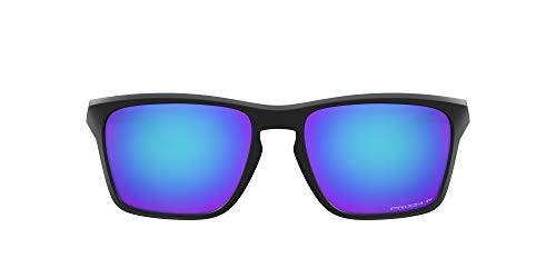 Oakley Men's OO9448 Sylas Rectangular Sunglasses, Matte Black/Prizm Sapphire Iridium Polarized, 57 mm