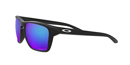 Oakley Men's OO9448 Sylas Rectangular Sunglasses, Matte Black/Prizm Sapphire Iridium Polarized, 57 mm