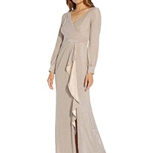 Adrianna Papell Women's Metallic Jersey Dress, Champagne, 6