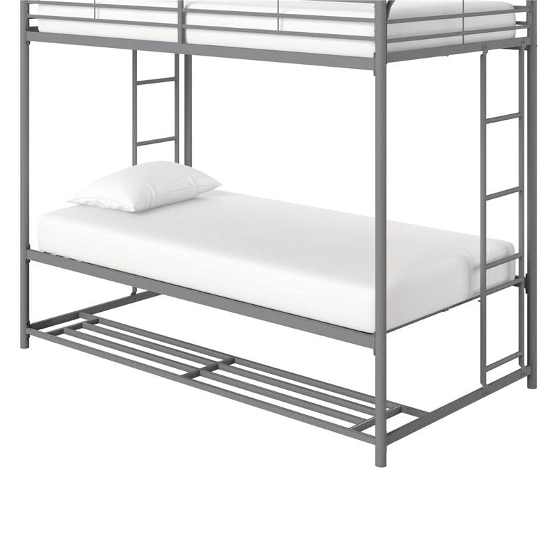 DHP Bonnie Twin Bed with Storage Bins Bunk, Silver