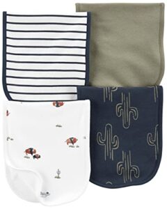 carter's baby boys 4 pack cotton burp cloths (blue/heather/stripes)