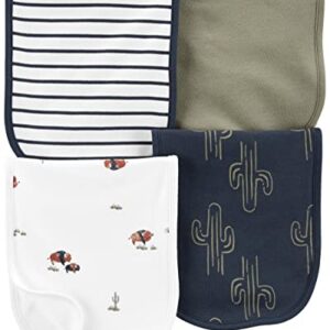 Carter's Baby Boys 4 Pack Cotton Burp Cloths (Blue/Heather/Stripes)