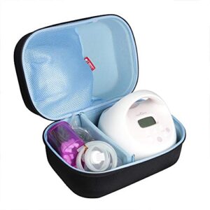 hermitshell travel case for spectra baby usa s1 plus / s2 plus premier electric breast pump (black+blue)