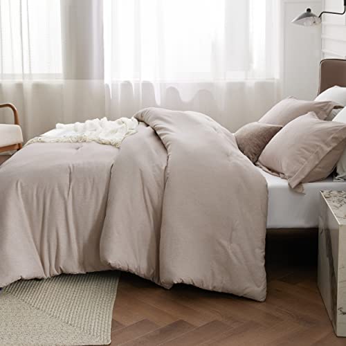 Bedsure Queen Comforter Set Kids - Warm Taupe Queen Size Comforter, Soft Bedding for All Seasons, Cationic Dyed Bedding Set, 3 Pieces, 1 Comforter (90"x90") and 2 Pillow Shams (20"x26"+2")