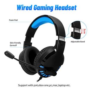 Gaming Keyboard Mouse and Headset with mic Combo USB Wired RGB Backlit Gamer Bundle Compatible with PC Windows 7/8/10/11 Xbox one PS4 PS5(Black)