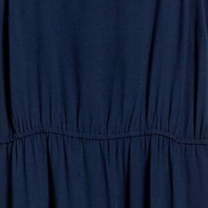 Amazon Essentials Women's Fluid Twill Tiered Fit and Flare Dress, Navy, Large