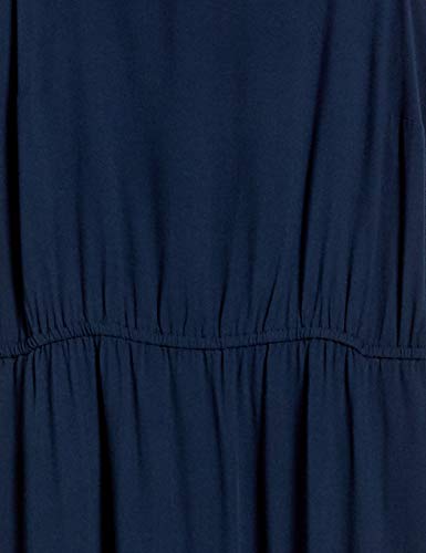 Amazon Essentials Women's Fluid Twill Tiered Fit and Flare Dress, Navy, Large