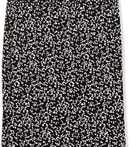 Amazon Essentials Women's Pull-On Knit Midi Skirt (Available in Plus Size), Black/White, Abstract/Animal, Large