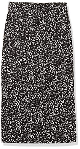 Amazon Essentials Women's Pull-On Knit Midi Skirt (Available in Plus Size), Black/White, Abstract/Animal, Large