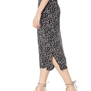 Amazon Essentials Women's Pull-On Knit Midi Skirt (Available in Plus Size), Black/White, Abstract/Animal, Large