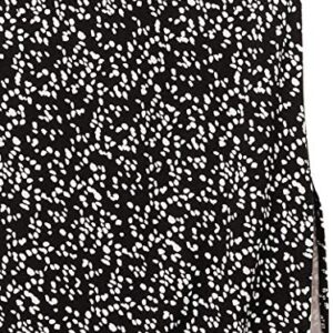 Amazon Essentials Women's Pull-On Knit Midi Skirt (Available in Plus Size), Black/White, Abstract/Animal, Large