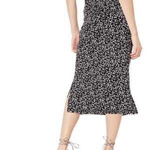 Amazon Essentials Women's Pull-On Knit Midi Skirt (Available in Plus Size), Black/White, Abstract/Animal, Large