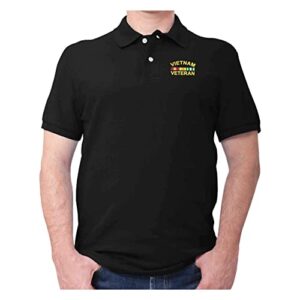 vetfriends.com vietnam veteran with embroidered service ribbon polo shirt (x-large) black