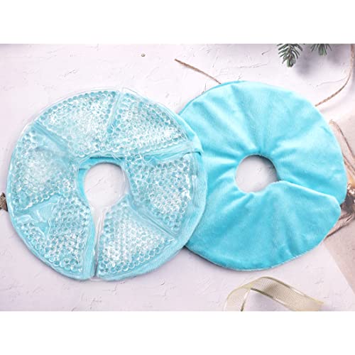 Breast Therapy Ice Packs, Hot and Cold Breast Pads, Breastfeeding Essentials Large Gel Bead Packs for Moms, 2 Pack (2 Ice Pack +2 Cover(Teal))