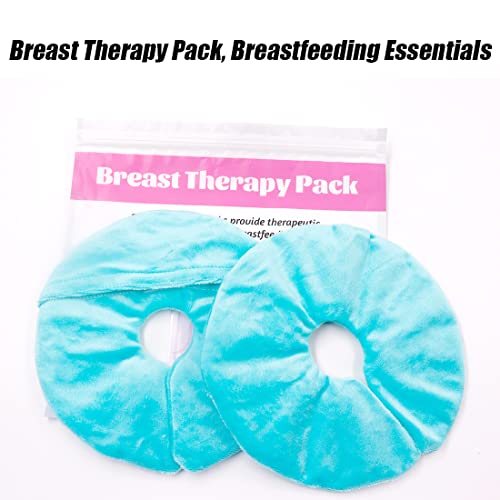 Breast Therapy Ice Packs, Hot and Cold Breast Pads, Breastfeeding Essentials Large Gel Bead Packs for Moms, 2 Pack (2 Ice Pack +2 Cover(Teal))